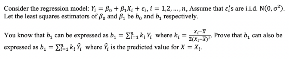Solved Consider the regression model: Y; = Bo + B1X; + &i, i | Chegg.com