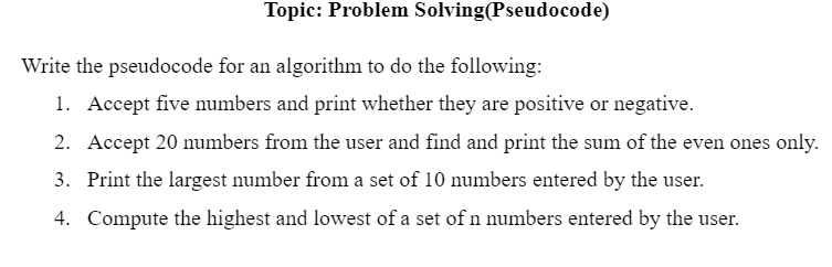 Solved Can you write the pseudocode for these algorithms | Chegg.com
