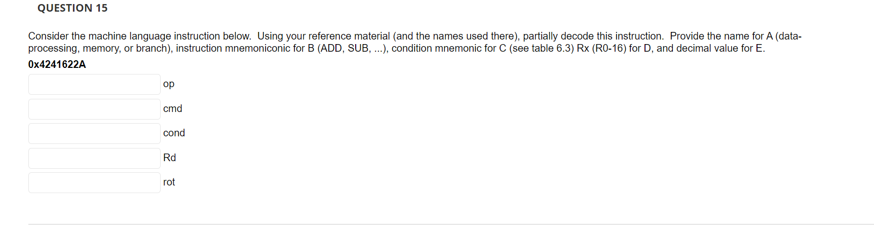 Solved Consider the machine language instruction below. | Chegg.com