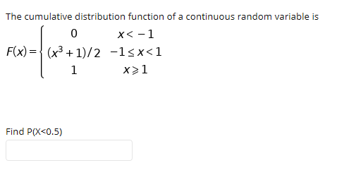 Solved The cumulative distribution function of a continuous | Chegg.com