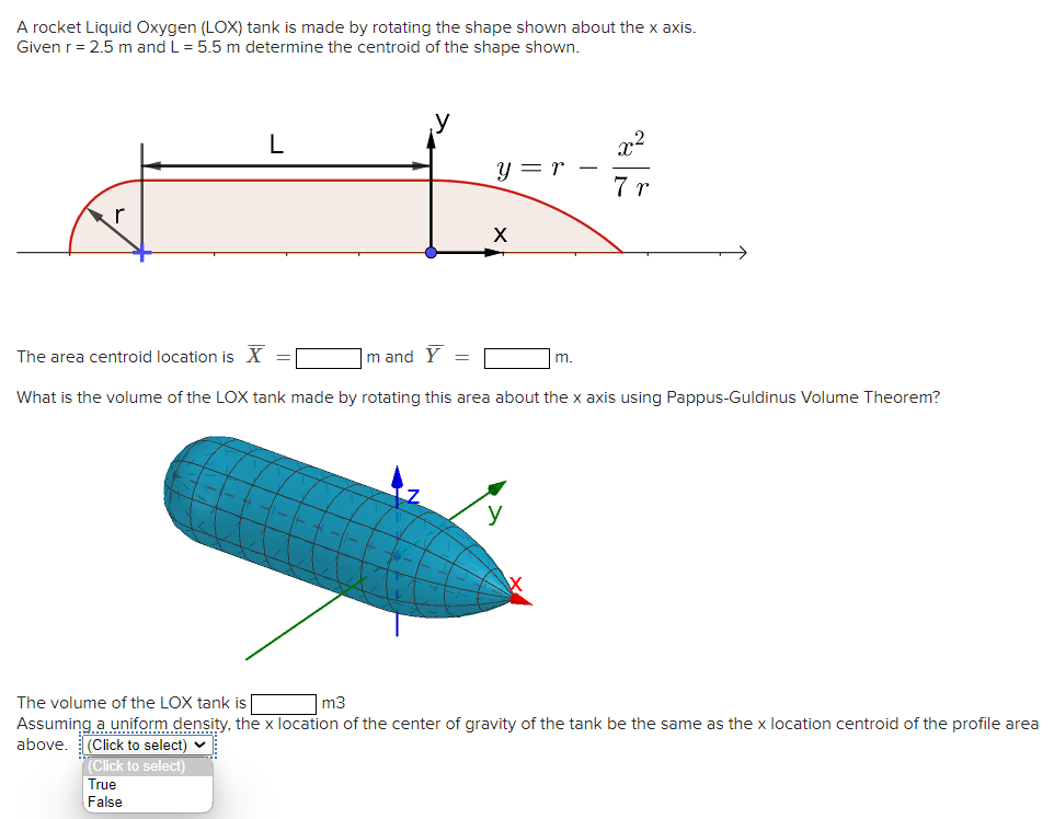 Solved A rocket Liquid Oxygen (LOX) tank is made by rotating | Chegg.com