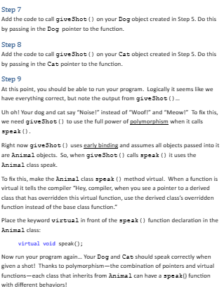 Solved Step 3 Create a Cat class that inherits from | Chegg.com
