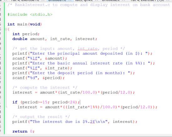 Solved Exercise 1 - Bank Account Interests Copy the program | Chegg.com