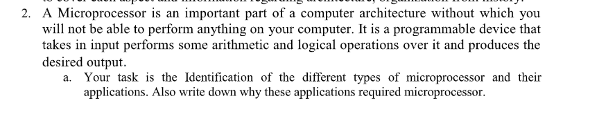 Solved 2. A Microprocessor is an important part of a | Chegg.com