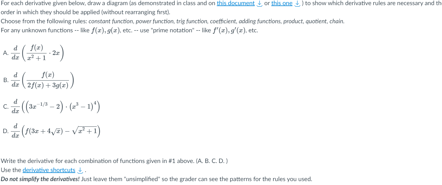 Solved For each derivative given below, draw a diagram (as | Chegg.com