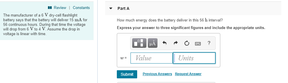 Solved Review|Constants Part A The manufacturer of a 6 V | Chegg.com Solved Review|Constants Part A The manufacturer of a 6 V | Chegg.com