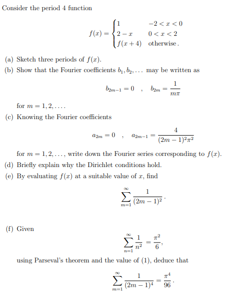 Solved Consider the period 4 function -2