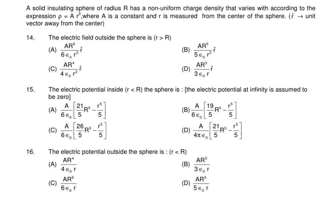 Solved A solid insulating sphere of radius R has a | Chegg.com