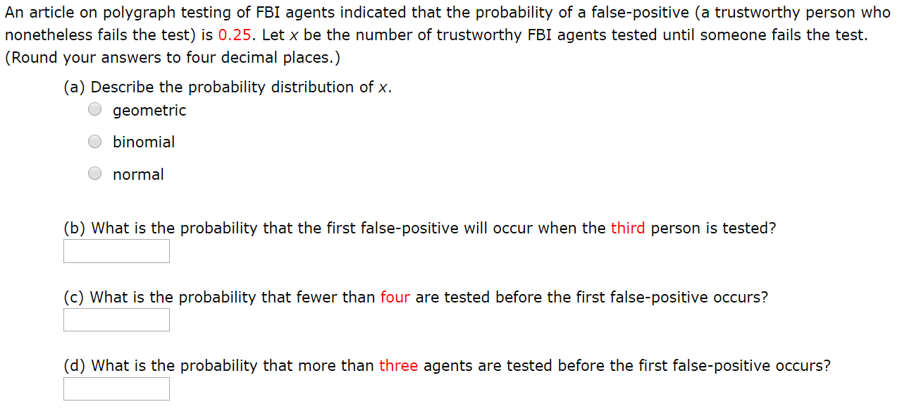Solved An article on polygraph testing of FBI agents | Chegg.com
