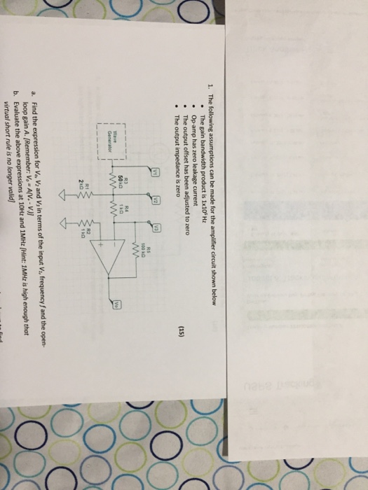Solved The following assumptions can be made for the | Chegg.com