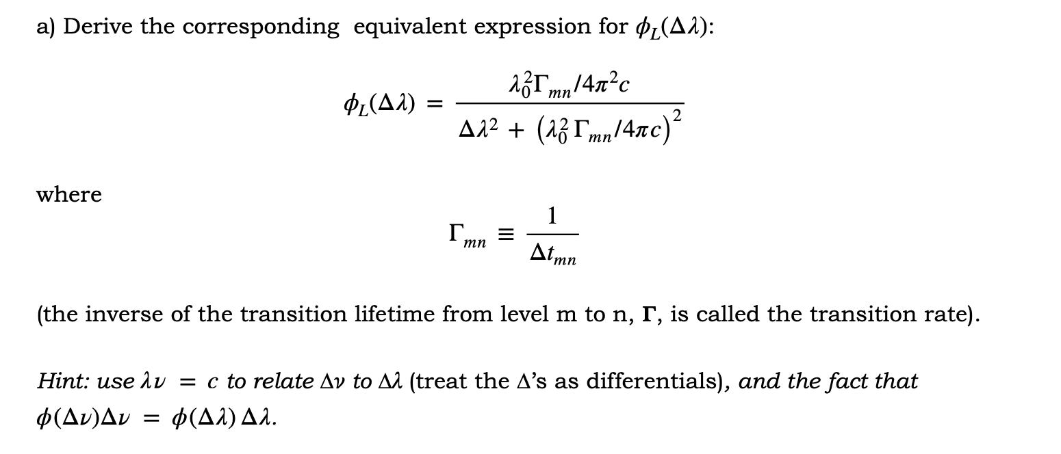 1 20 Points Consider The Lorentzian Profile As A