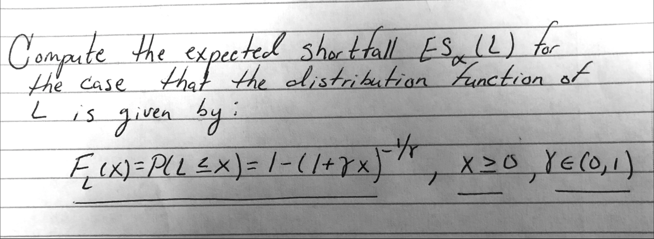 Solved Compute the expected shortfall ES LL) for the case | Chegg.com