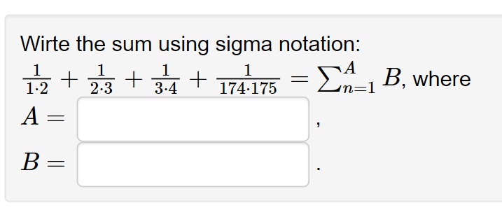 Wirte the sum using sigma | Chegg.com