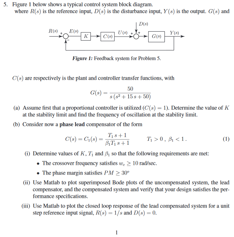 5. Figure 1 below shows a typical control system | Chegg.com