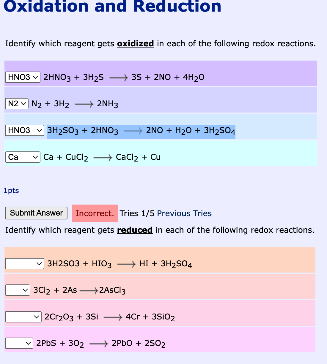 Solved Oxidation and Reduction Identify which reagent gets | Chegg.com