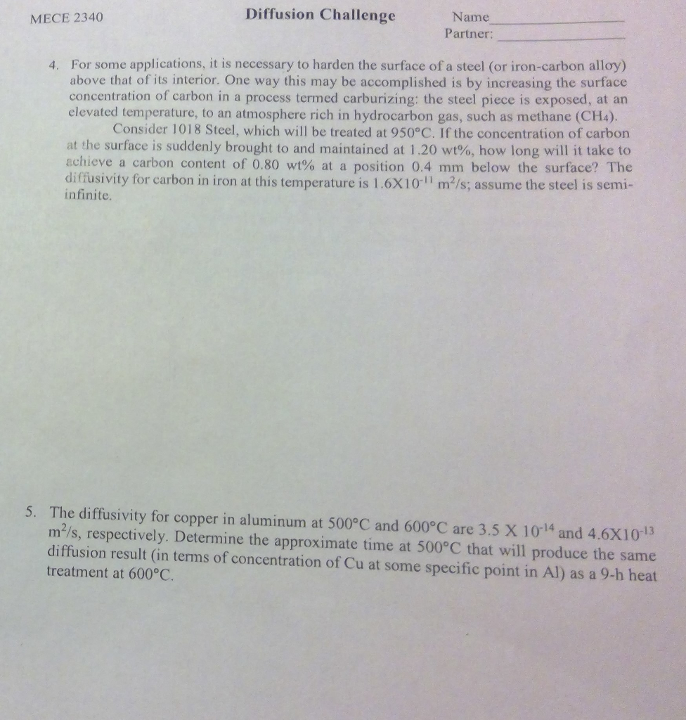 Solved 2. A plate of iron is exposed to carburizing (carbon | Chegg.com