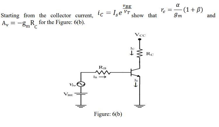 Solved VBE α -(1+B) 9m and Starting from the collector | Chegg.com