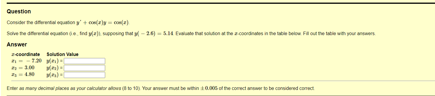 Solved QuestionConsider the differential equation | Chegg.com