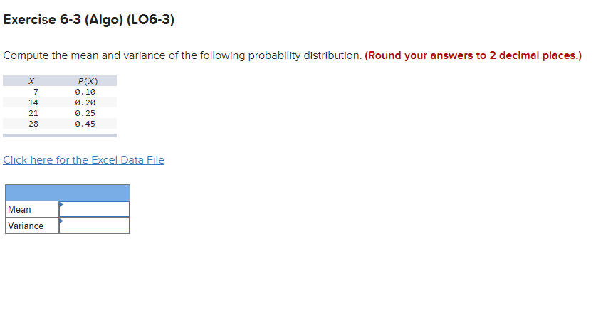Solved Compute the mean and variance of the following | Chegg.com