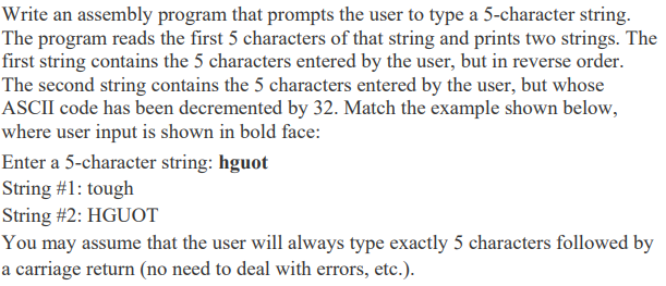 Solved Write an assembly program that prompts the user to | Chegg.com
