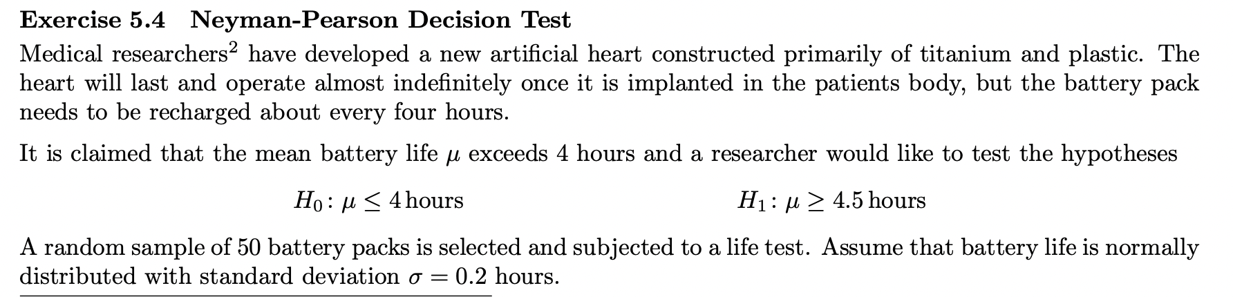 Solved Exercise 5 4 Neyman Pearson Decision Test Medical