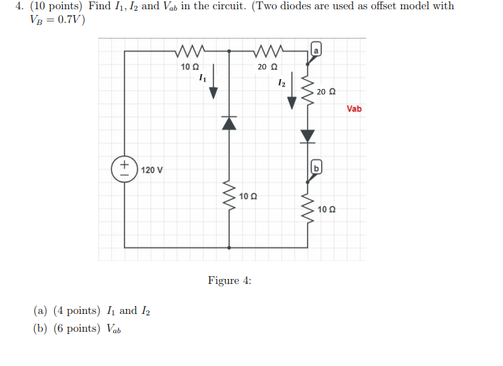 Solved 4. (10 points) Find I1, /2 and Vab in the circuit. | Chegg.com