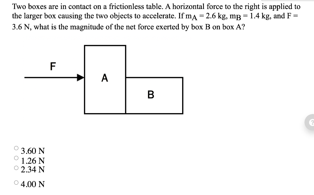 Solved Two boxes are in contact on a frictionless table. A | Chegg.com