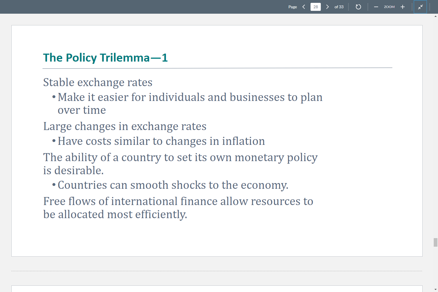 Solved Page 30 of 33 ZOOM + The Policy Trilemma-3 Foreign | Chegg.com