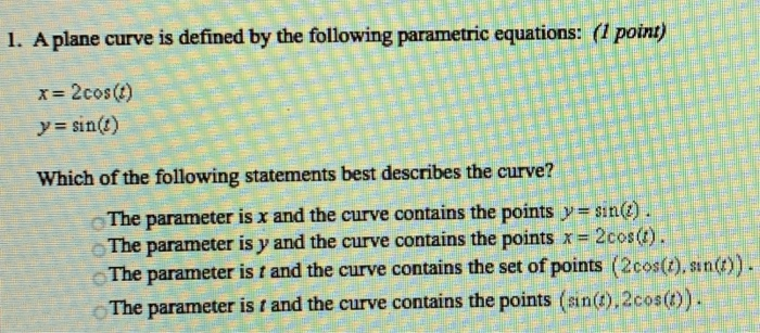 Solved 1. A plane curve is defined by the following | Chegg.com