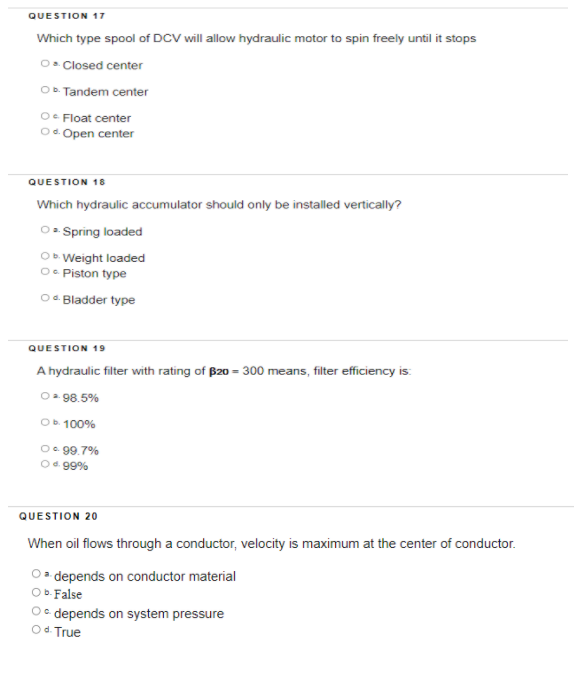 Solved QUESTION 11 Which type spool of DCV will allow | Chegg.com