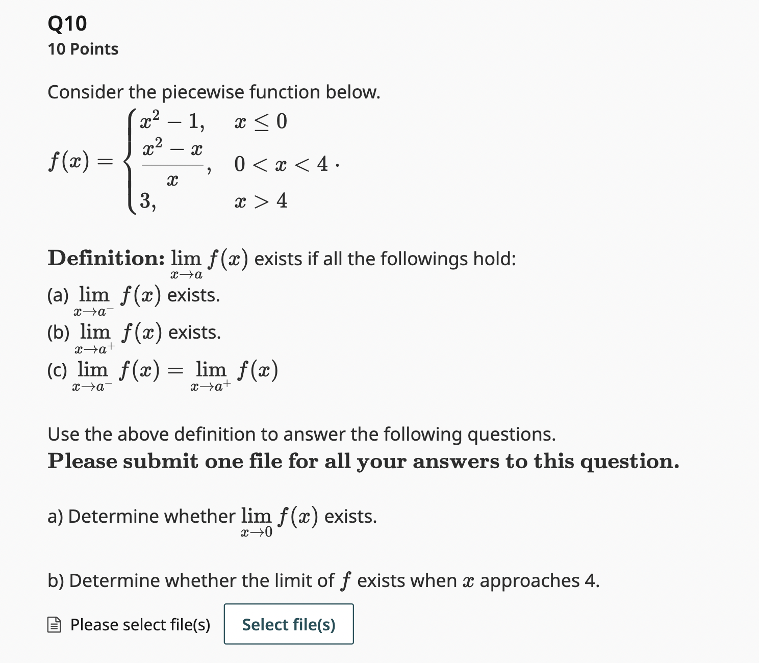 Consider the piecewise function below. | Chegg.com