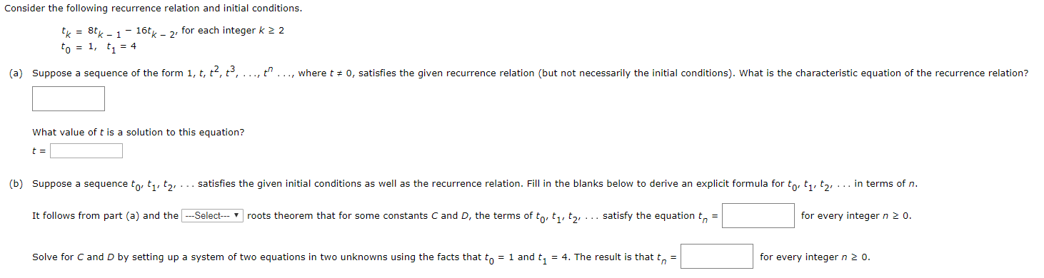 Solved Consider the following recurrence relation and | Chegg.com