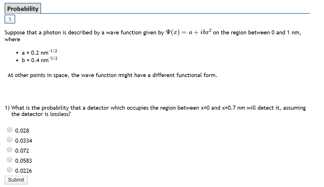 Solved Probability 1 Suppose that a photon is described by a | Chegg.com