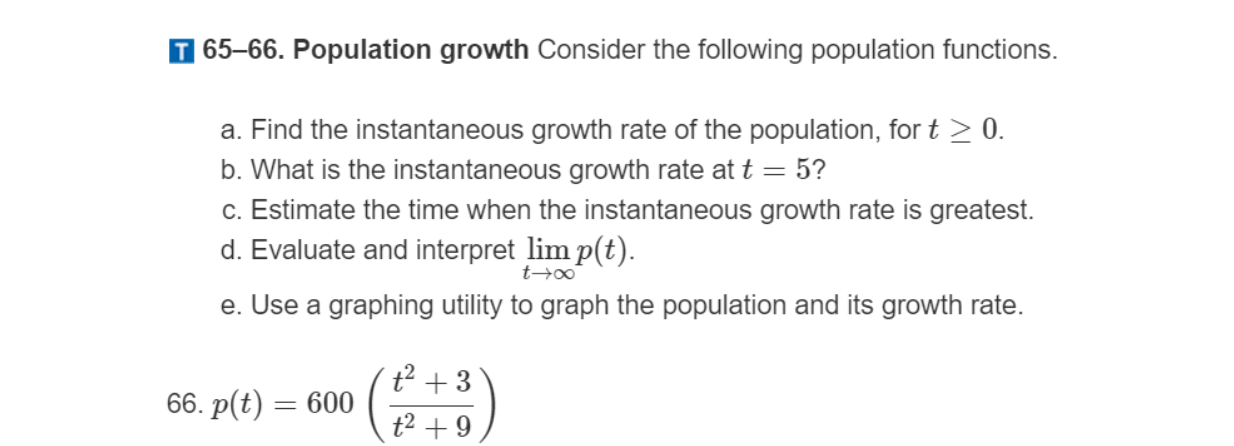 Solved 65–66. Population growth Consider the following | Chegg.com