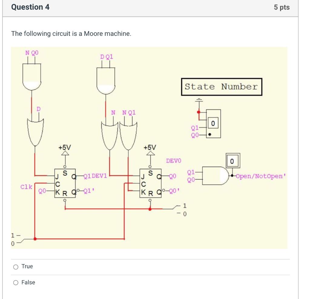 Solved Question 4 5 pts The following circuit is a Moore | Chegg.com