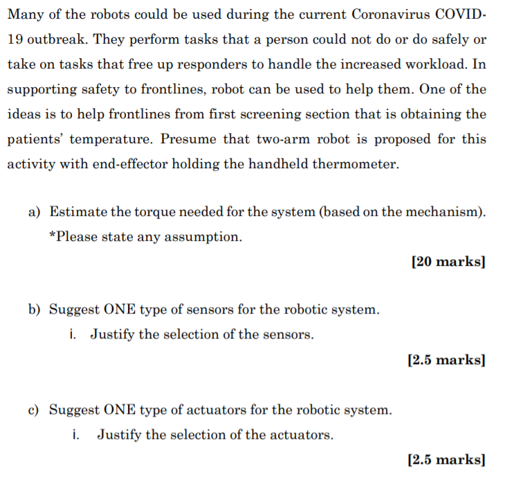 Solved Many of the robots could be used during the current | Chegg.com