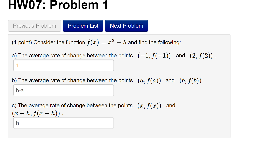 Solved Hw07 Problem 1 Previous Problem Problem List Next