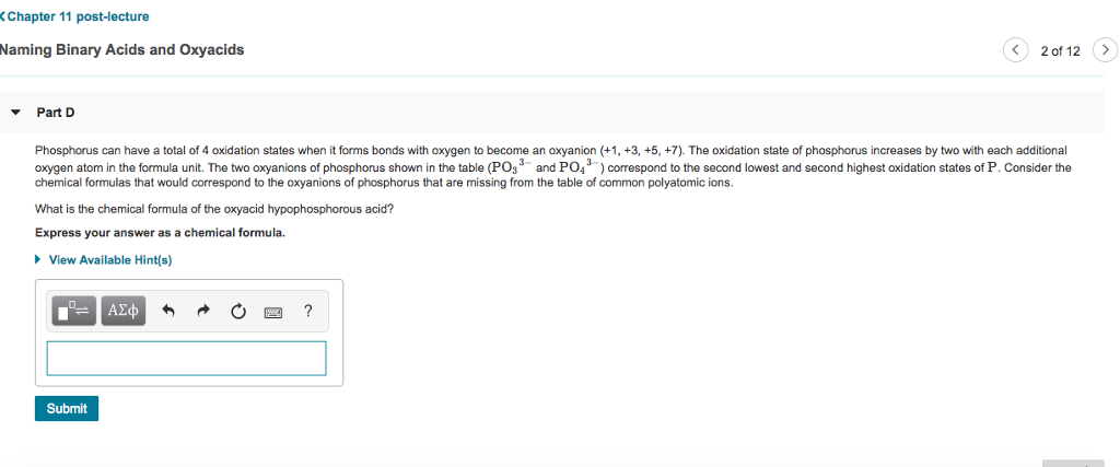 Solved Chapter 11 post-lecture Naming Binary Acids and | Chegg.com