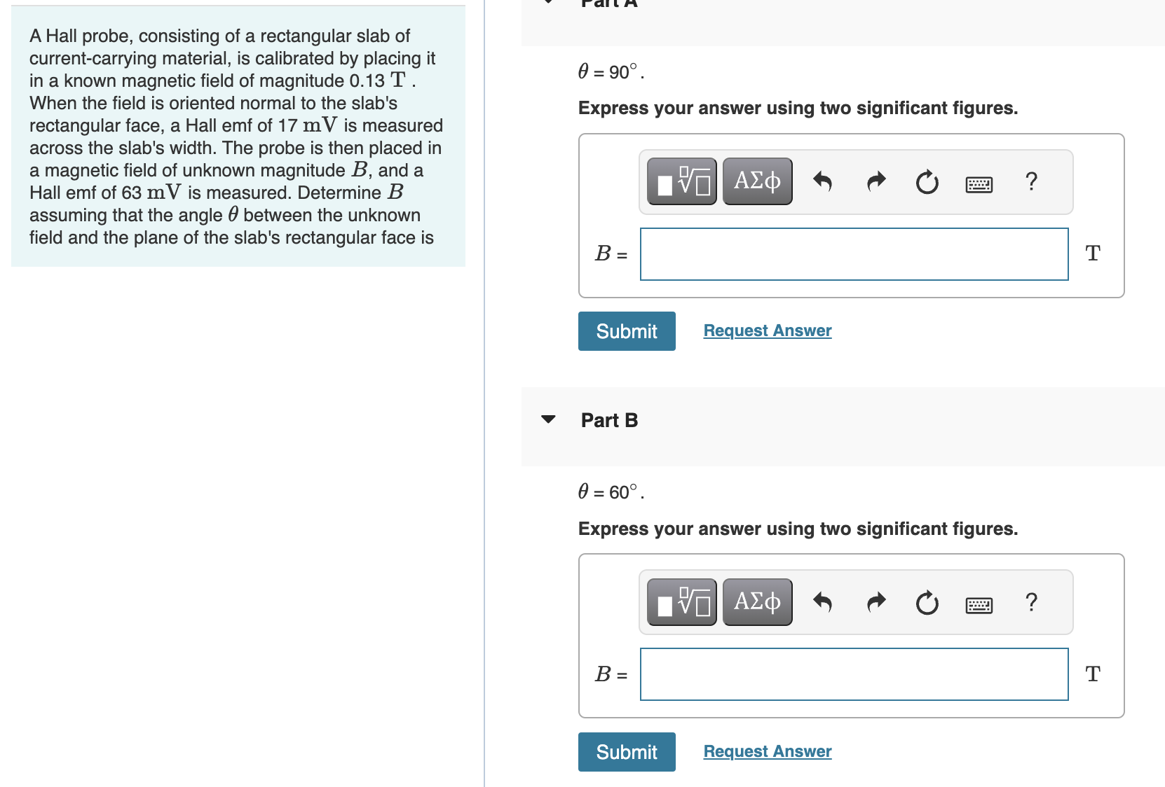 Solved A Hall probe, consisting of a rectangular slab | Chegg.com