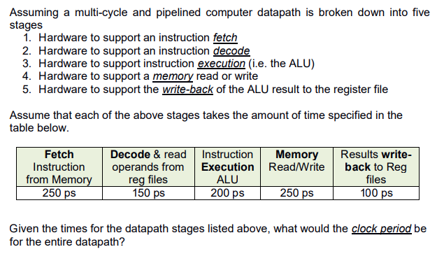Solved Assuming a multi-cycle and pipelined computer | Chegg.com