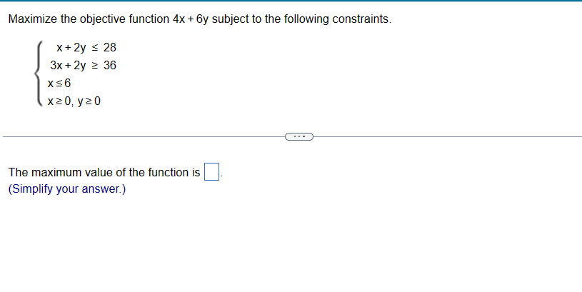 Solved Maximize The Objective Function 4x 6y Subject To The