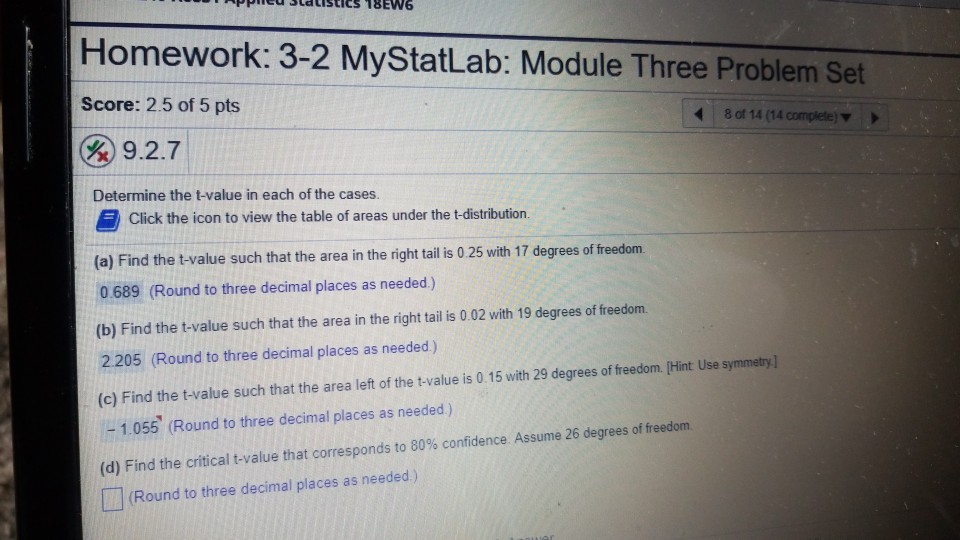 Solved Pled Statistics 18EW6 Homework: 3-2 MyStatLab: Module | Chegg.com