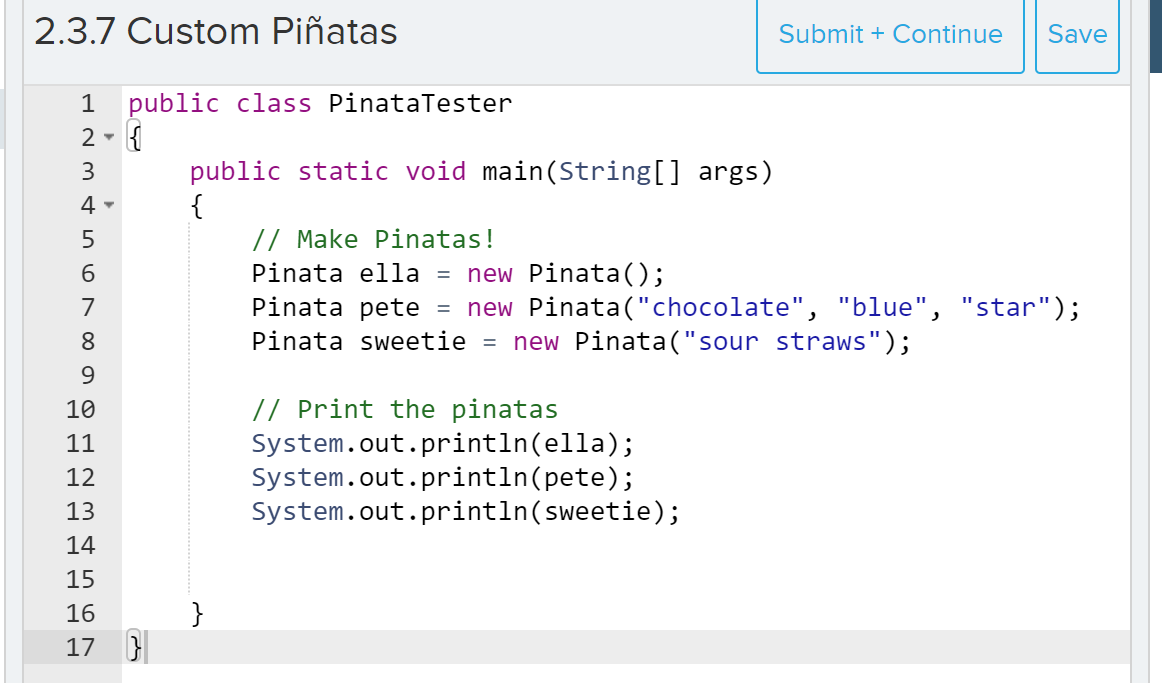 Solved This class represents a piñata. If you aren’t | Chegg.com