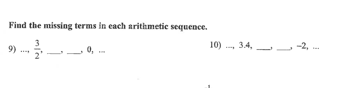 Solved Find the missing terms in each arithmetic sequence. | Chegg.com