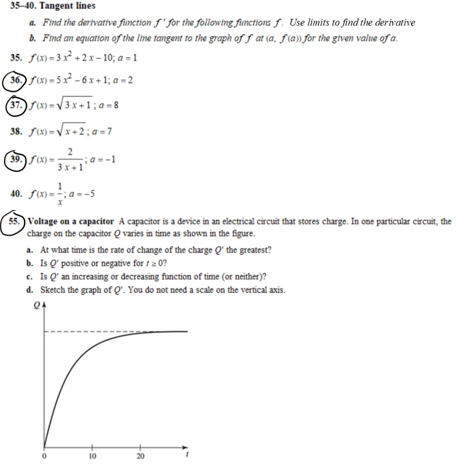 Solved 35-40. Tangent lines a. Find the derivative function | Chegg.com