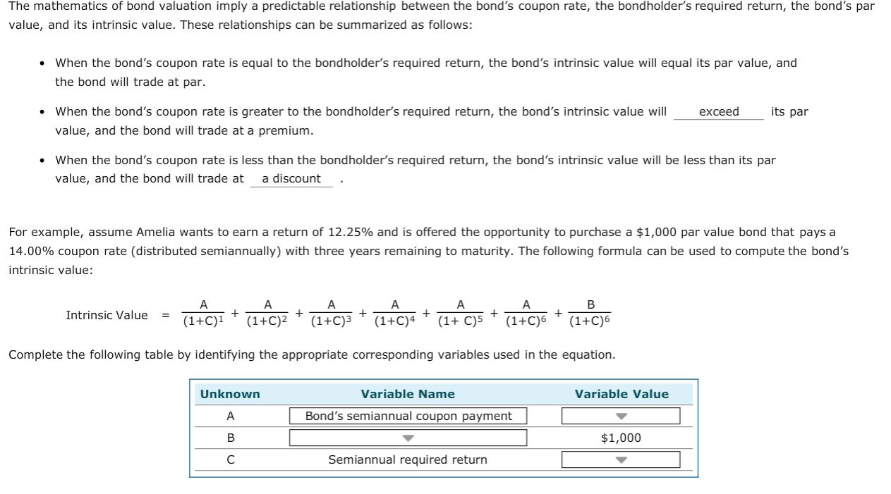 Solved The mathematics of bond valuation imply a predictable | Chegg.com