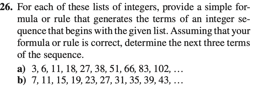 Solved 26. For each of these lists of integers, provide a | Chegg.com