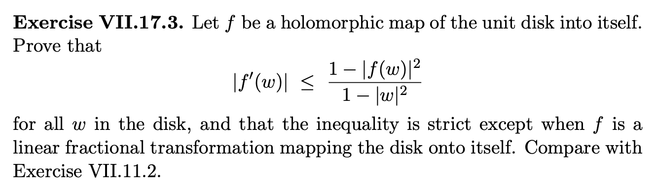 Solved Exercise VII.17.3. Let f be a holomorphic map of the | Chegg.com