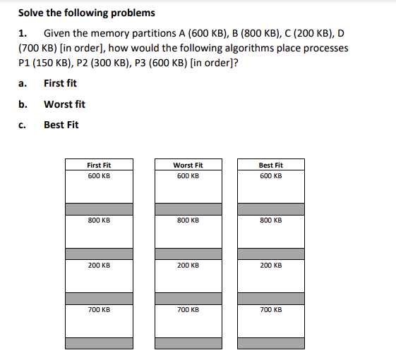Solved Solve the following problems 1. Given the memory | Chegg.com
