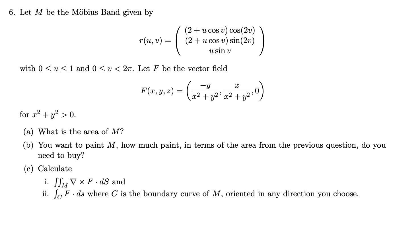 Solved Let M ﻿be the Möbius Band given | Chegg.com